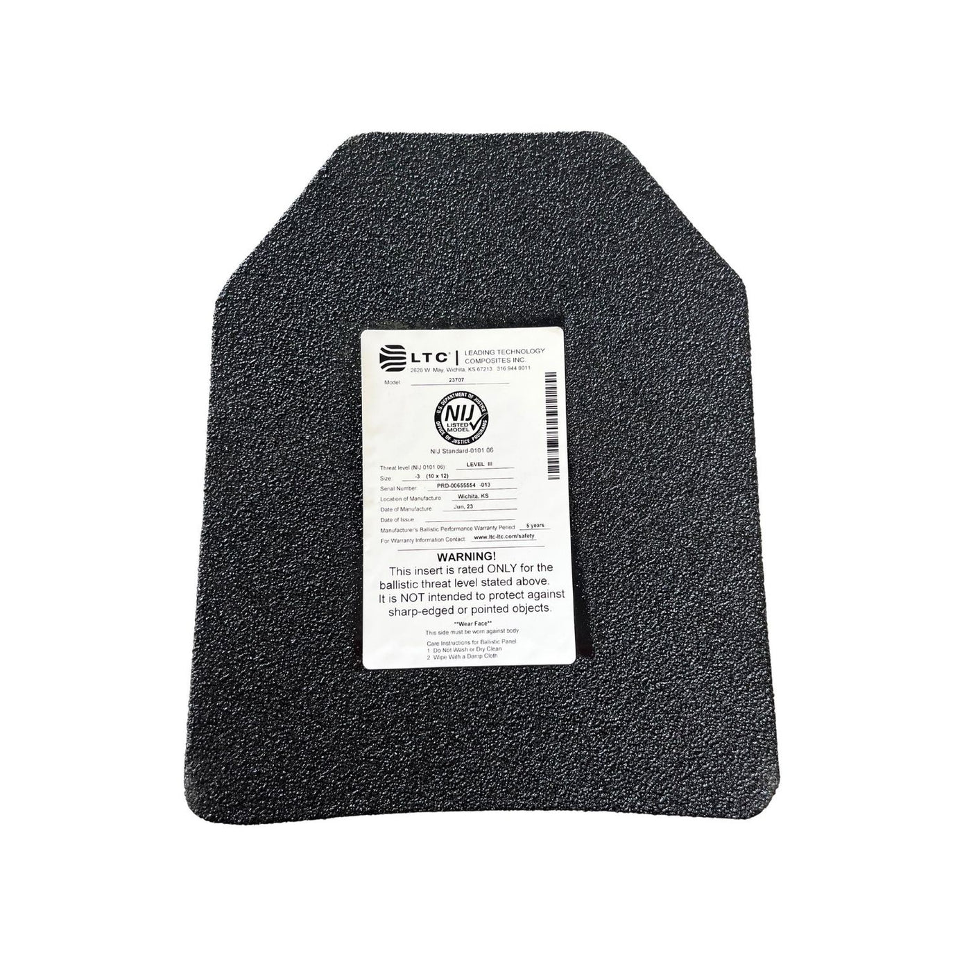 LTC 23707 NIJ 06 Level III++ SAPI Plate — Top Armor